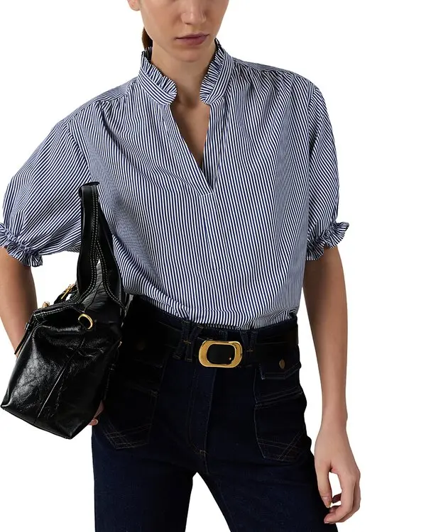 Gerard Darel Clee Ruffle Collar Blouse - Blue