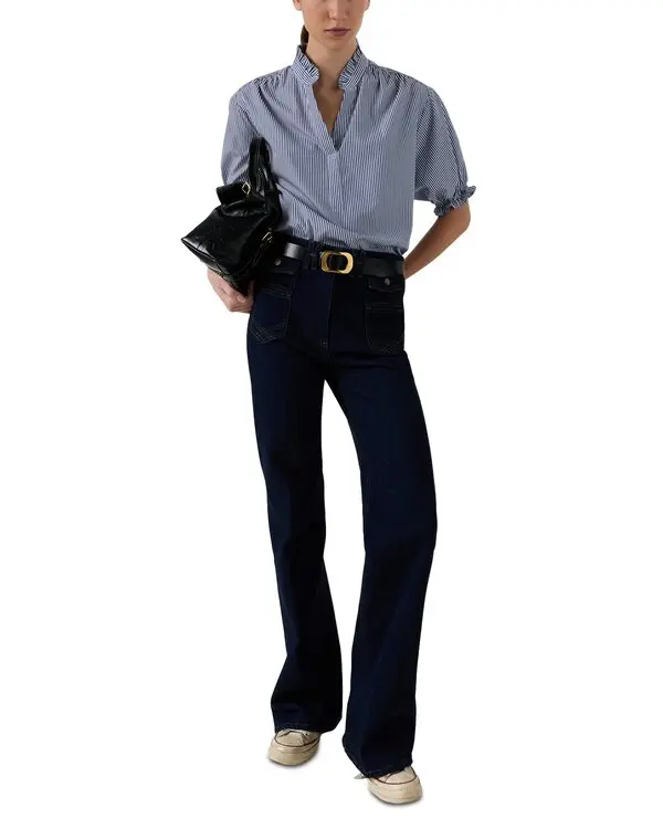 Gerard Darel Clee Ruffle Collar Blouse - Blue
