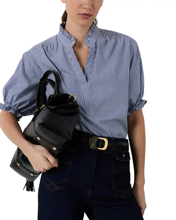 Gerard Darel Clee Ruffle Collar Blouse - Blue