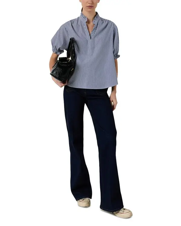 Gerard Darel Clee Ruffle Collar Blouse - Blue