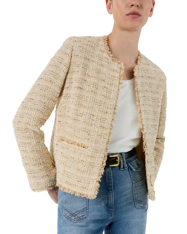 Gerard Darel Talia Tweed Collarless Jacket