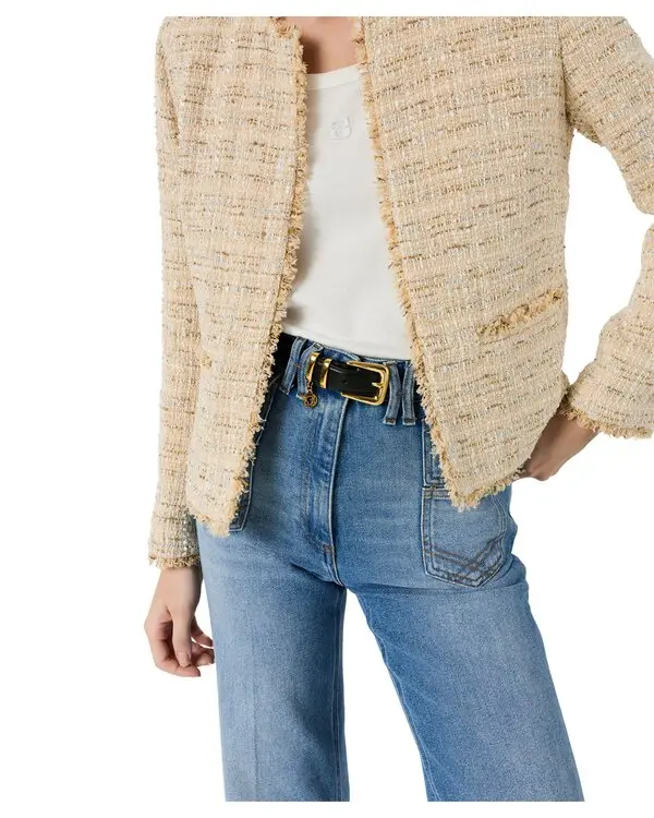 Gerard Darel Talia Tweed Collarless Jacket