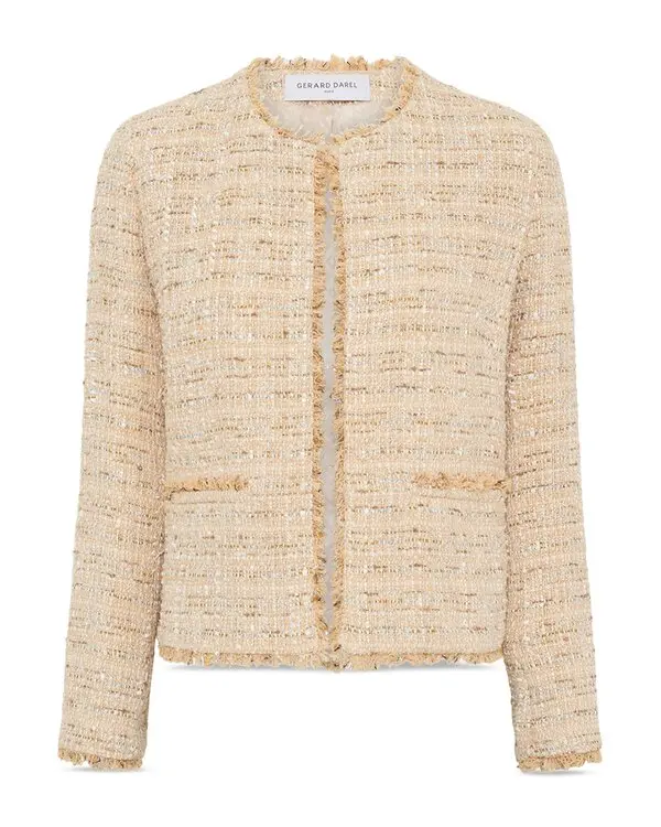 Gerard Darel Talia Tweed Collarless Jacket