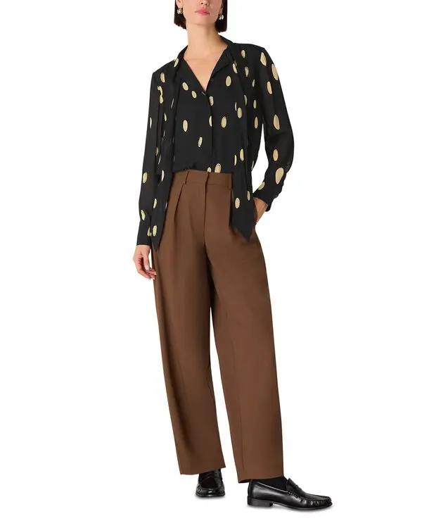 Whistles Abstract Spot Tie Neck Blouse