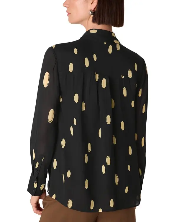 Whistles Abstract Spot Tie Neck Blouse
