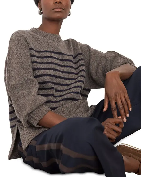 Whistles Wool Stripe Crewneck Sweater