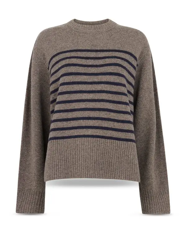 Whistles Wool Stripe Crewneck Sweater