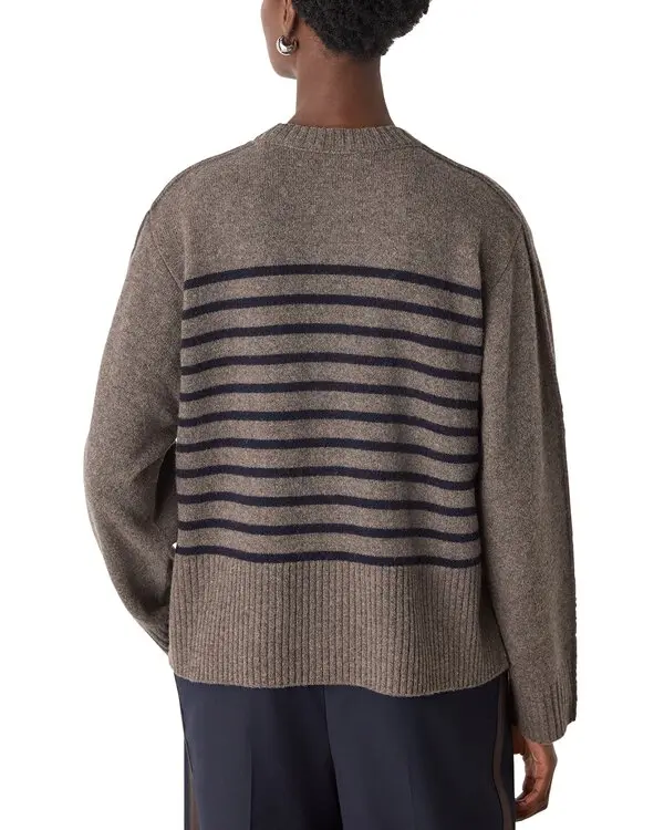 Whistles Wool Stripe Crewneck Sweater