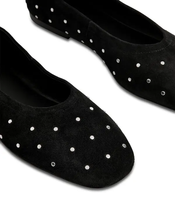 Whistles Karina Suede Studded Ballet Flats - Black
