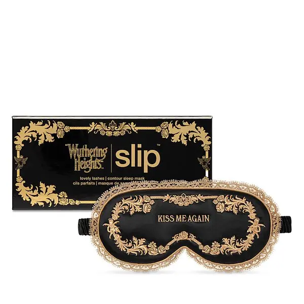 Slip X Wuthering Heights Pure Silk Embroidered Contoured Sleep Mask With Lace Trim - Kiss Me Again