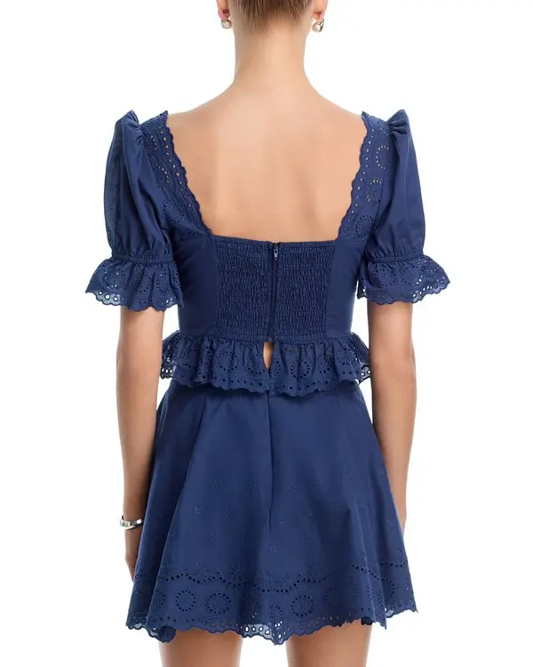 Aqua Peplum Waist Cropped Top
