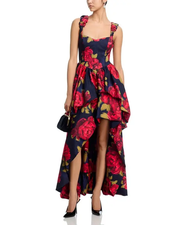 Aqua Sweetheart Neck High-low Gown