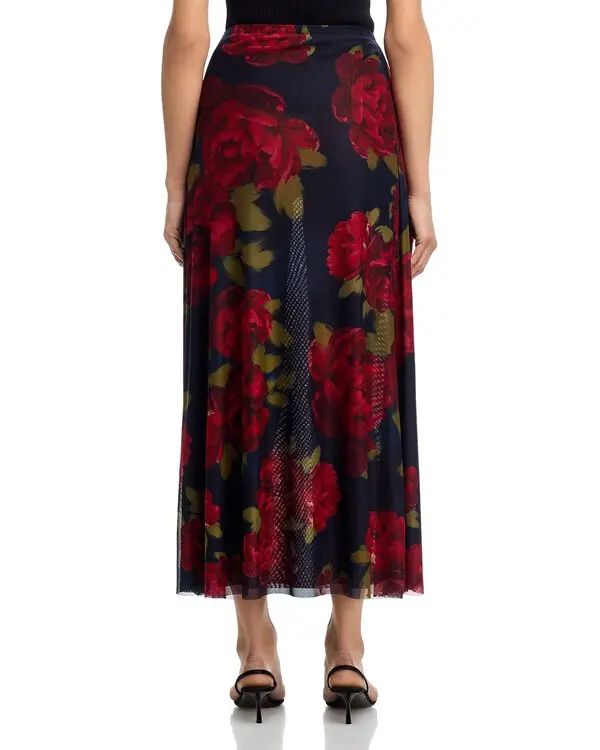 Aqua Mesh Floral Maxi Skirt