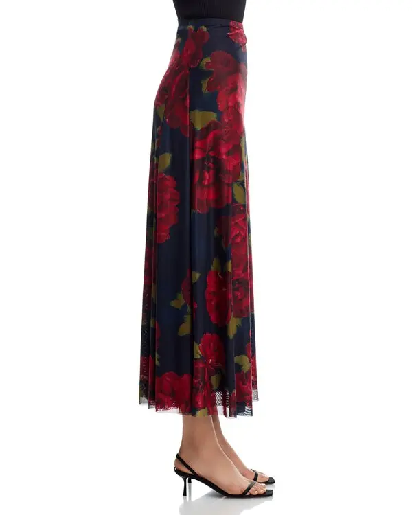 Aqua Mesh Floral Maxi Skirt