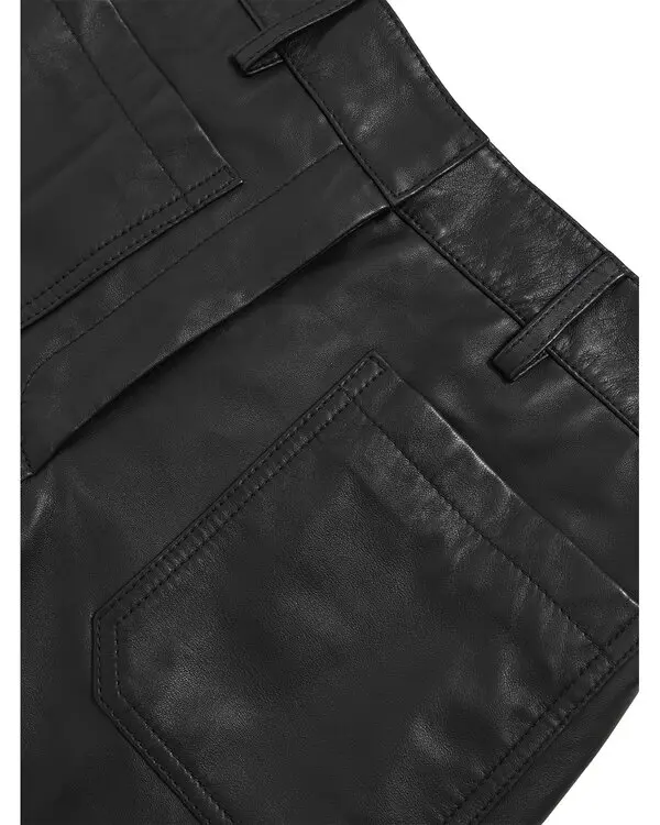 REISS Priya Leather Flare Pants - Black