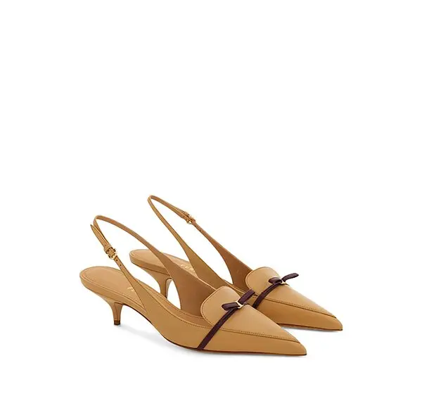FERRAGAMO Micro Bow Slingback Pumps - Light Camel