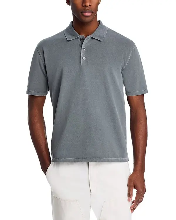 FRAME Washed Light Pique Polo Shirt - Antique Modern Grey