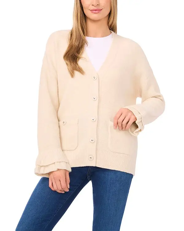 CECE DUPRAZ Ruffled Cuff Cardigan - Birch