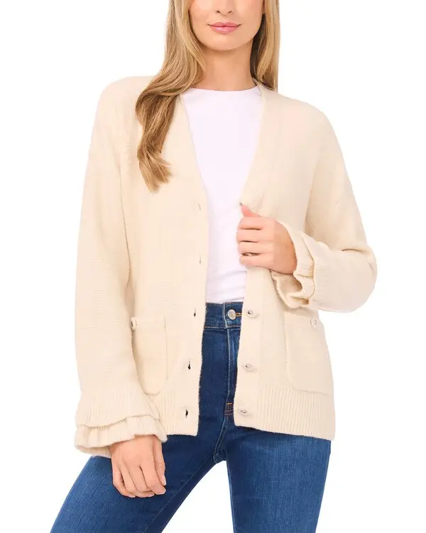 CECE DUPRAZ Ruffled Cuff Cardigan - Birch
