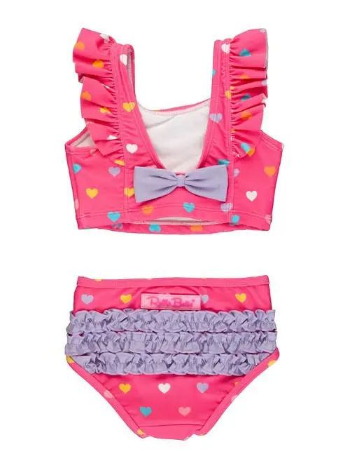 RUFFLEBUTTS Upf 50+ Waterfall Tankini - Colorful Hearts