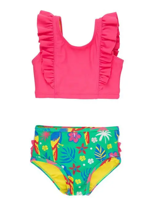 RUFFLEBUTTS Upf 50+ Waterfall Tankini - Parrot Palms