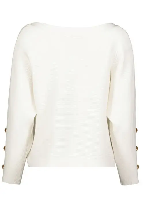 BISHOP + YOUNG Ribbed Knit Boat Neck Sweater - White