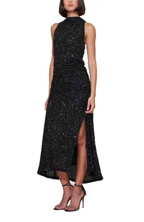BISHOP + YOUNG Sublime Halter Sequin Midi Dress