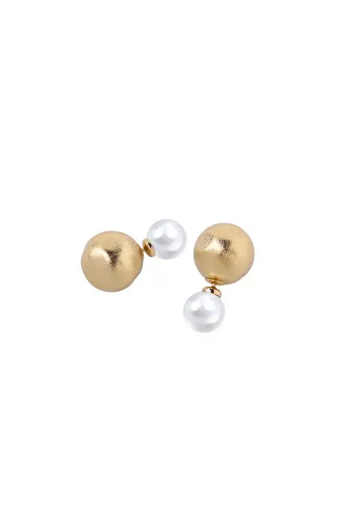 RC RETRO CHIC Duo Studs Earrigns - Gold & White
