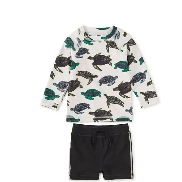 TEA COLLECTION Baby Rash Guard Swim Set - Pop Turtles