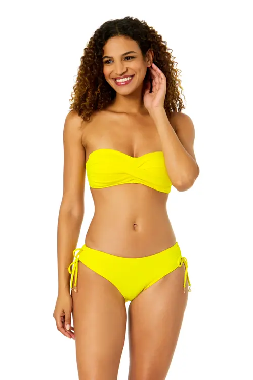 ANNE COLE Solid Twist Bandeau Bikini Top - Lemon