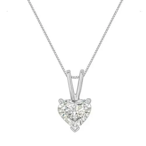 HAUS OF BRILLIANCE 14k Gold 1/2ct Heart-shaped Diamond Solitaire Pendant Necklace - White