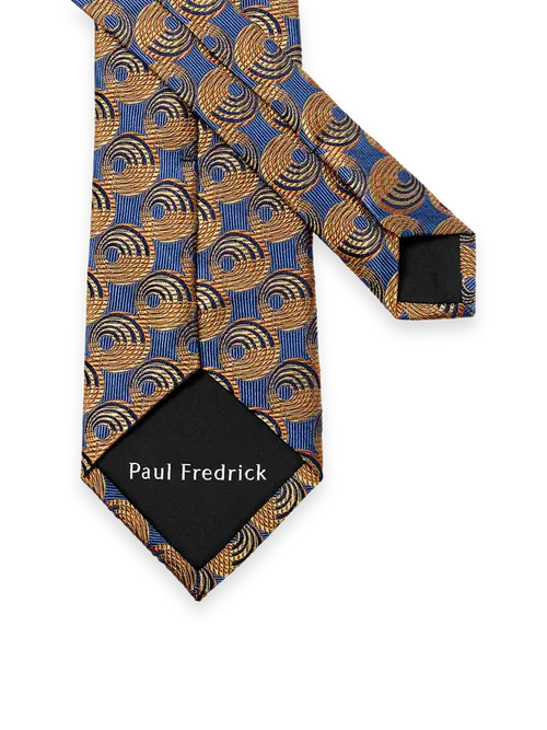PAUL FREDRICK Circles Pattern Woven Silk Neck Tie
