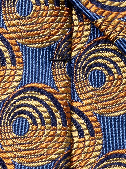 PAUL FREDRICK Circles Pattern Woven Silk Neck Tie