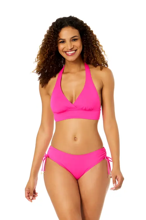 ANNE COLE Solid Halter Bikini Top - Orchid