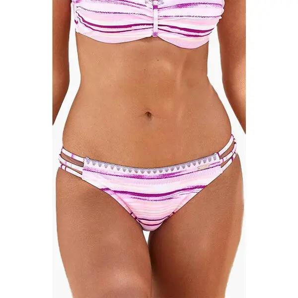 LASCANA Printed Strappy Bikini Bottom - Rose Multi