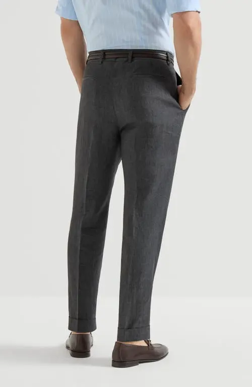 Brunello Cucinelli Délavé Linen Trousers - Anthracite