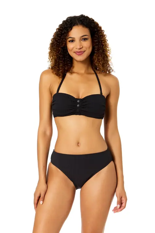 ANNE COLE Luna Snap Front Bandeau Bikini Top - Luna Snap Black