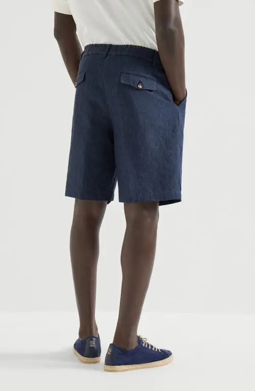 Brunello Cucinelli Délavé Linen Bermuda Shorts - Azure
