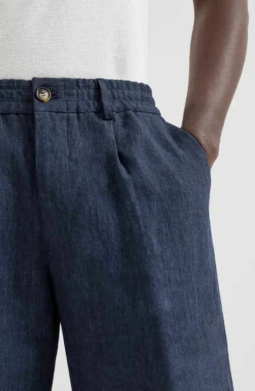 Brunello Cucinelli Délavé Linen Bermuda Shorts - Azure