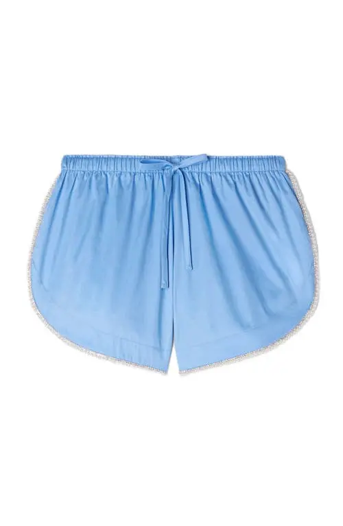 Sandro Cotton Hot Pants With Pearl Trim - Blue