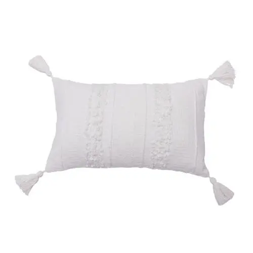 CAROL & FRANK Barton Cotton Woven Throw Pillow With Tasselsinsert Included - White