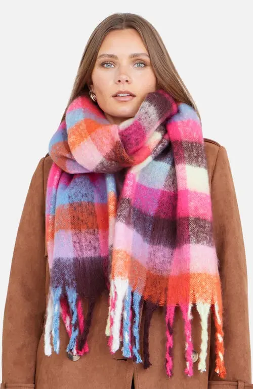 YUMI Color Block Super Fluffy Scarf - Multi