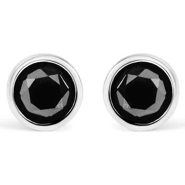 HAUS OF BRILLIANCE Silver 3.00 Cttw Black Diamond Stud Earrings - White