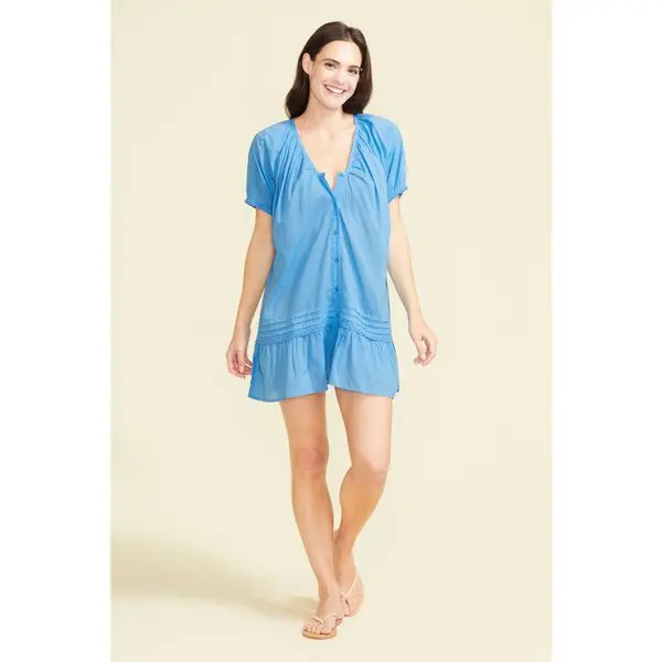 SITANO Verano Beach Cover-up With Buttons - Capri Blue