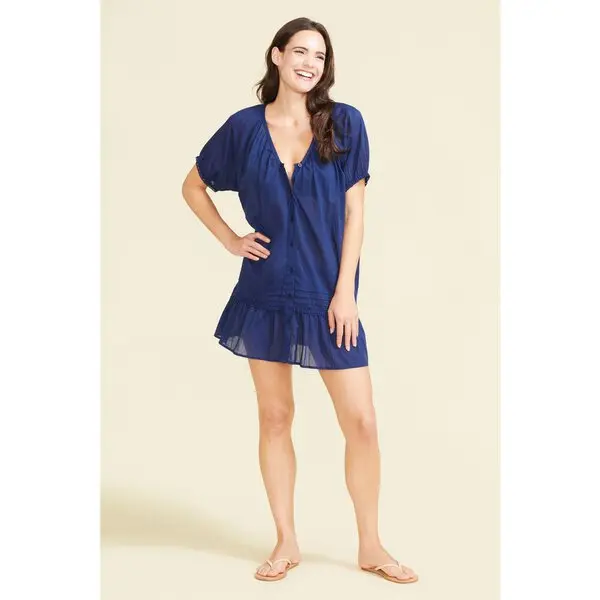SITANO Verano Beach Cover-up With Buttons - Navy