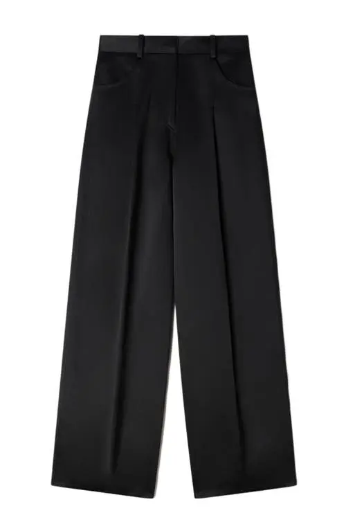 Sandro Satin-effect Wide-leg Trousers - Black