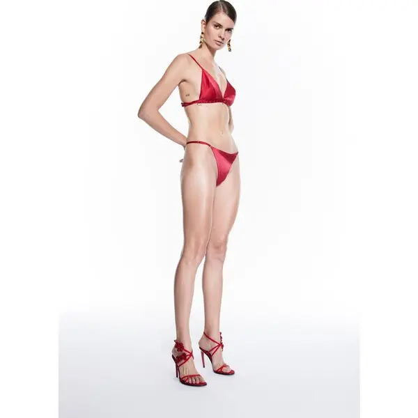 MERS SILK Silky Pure Silk Thong - Red