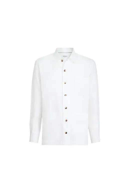 Brunello Cucinelli Linen Guayabera - White