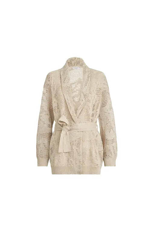 Brunello Cucinelli Linen And Cotton Knit Cardigan - Beige