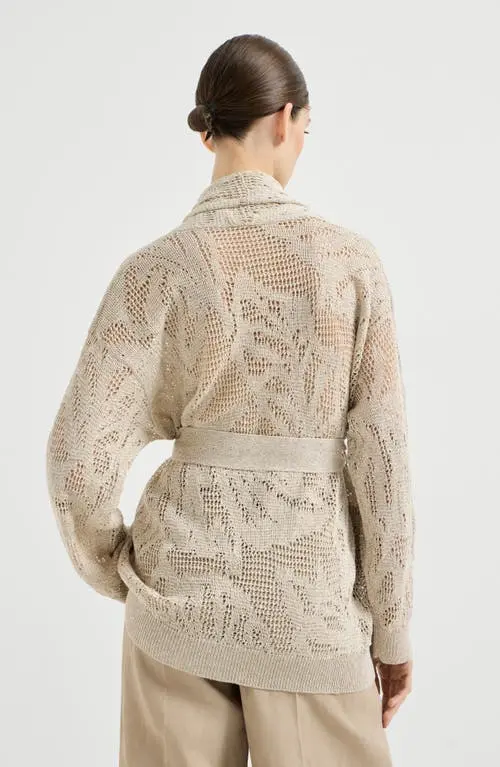 Brunello Cucinelli Linen And Cotton Knit Cardigan - Beige